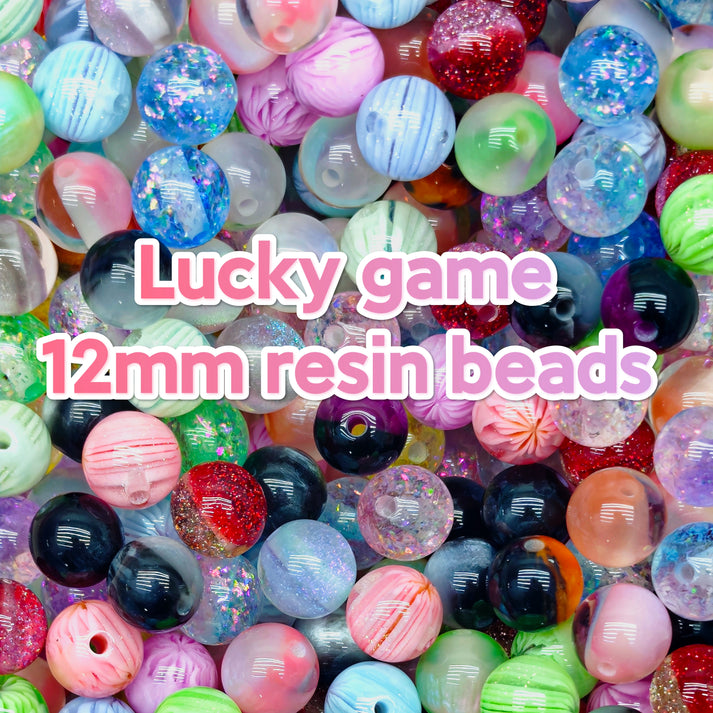 Lucky game - 12mm resin beads (for making jewelry box , keychains, bra ...