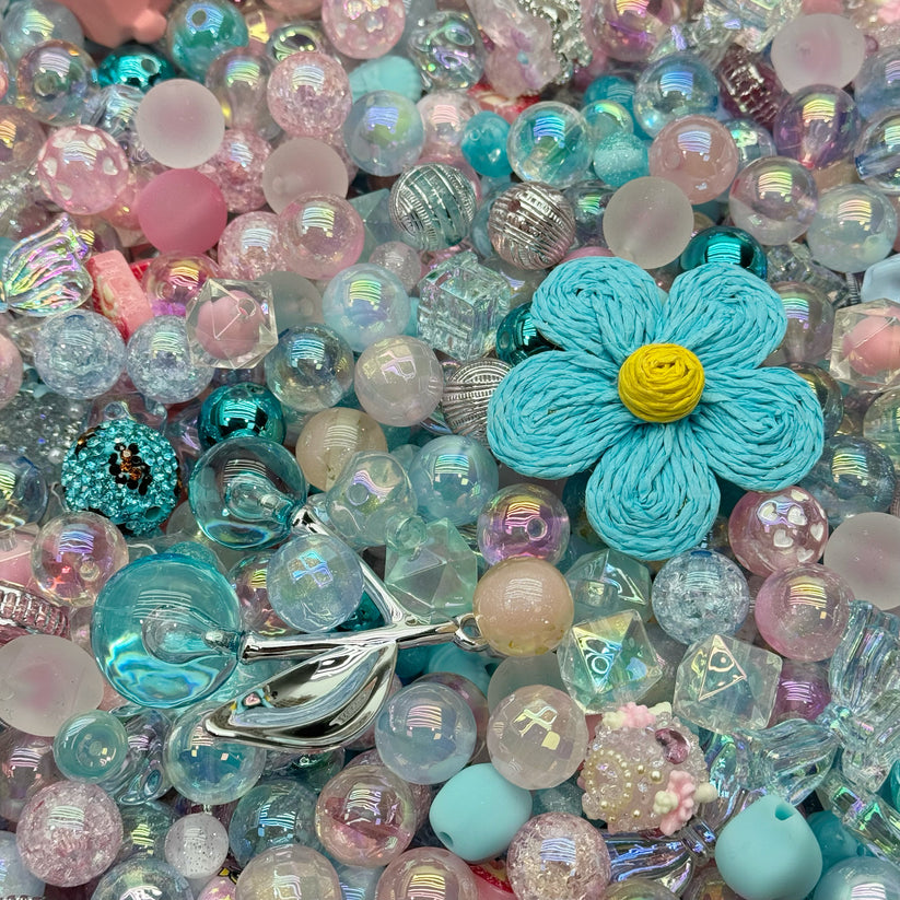 Acrylic beads-Bule pink mix (for beadable pens, keychains, phone chain ...
