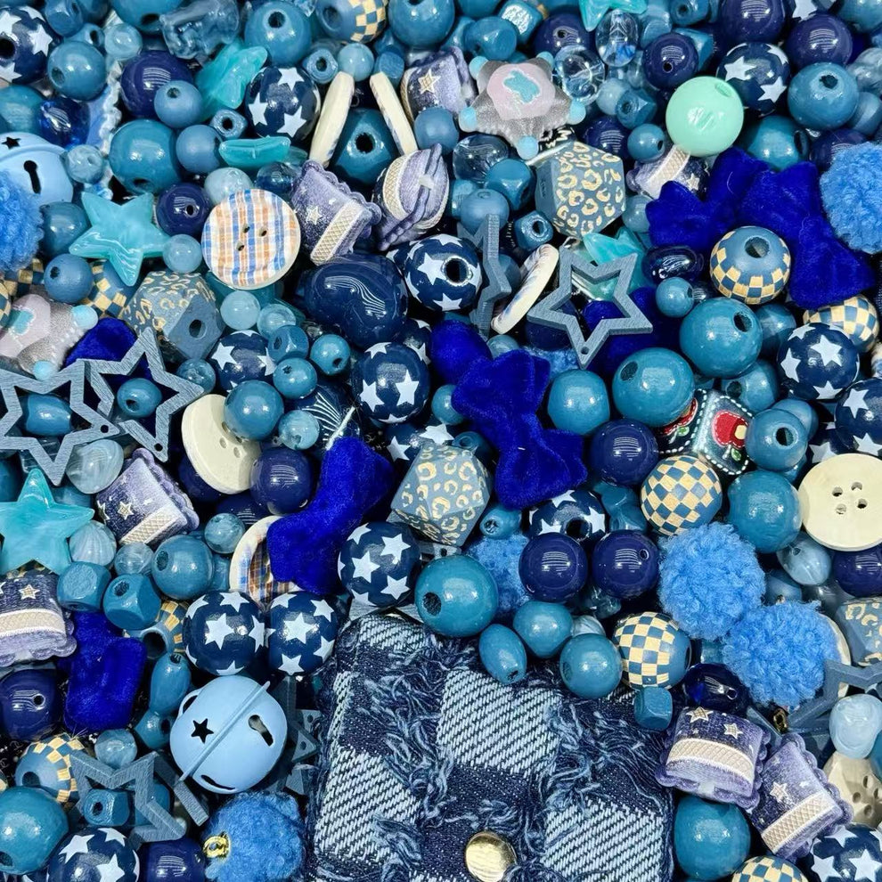 Wooden beads- Denim blue (for beadable pens, keychains, phone chains ...
