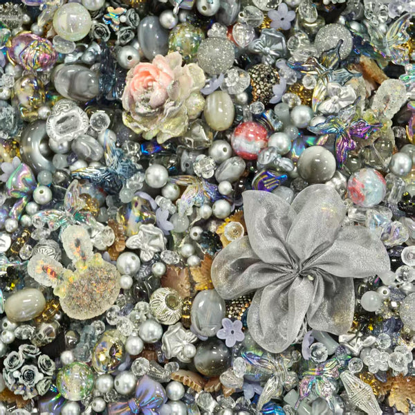 Acrylic Beads - Grey flower (for beaded pen, keychains, phone chains ...